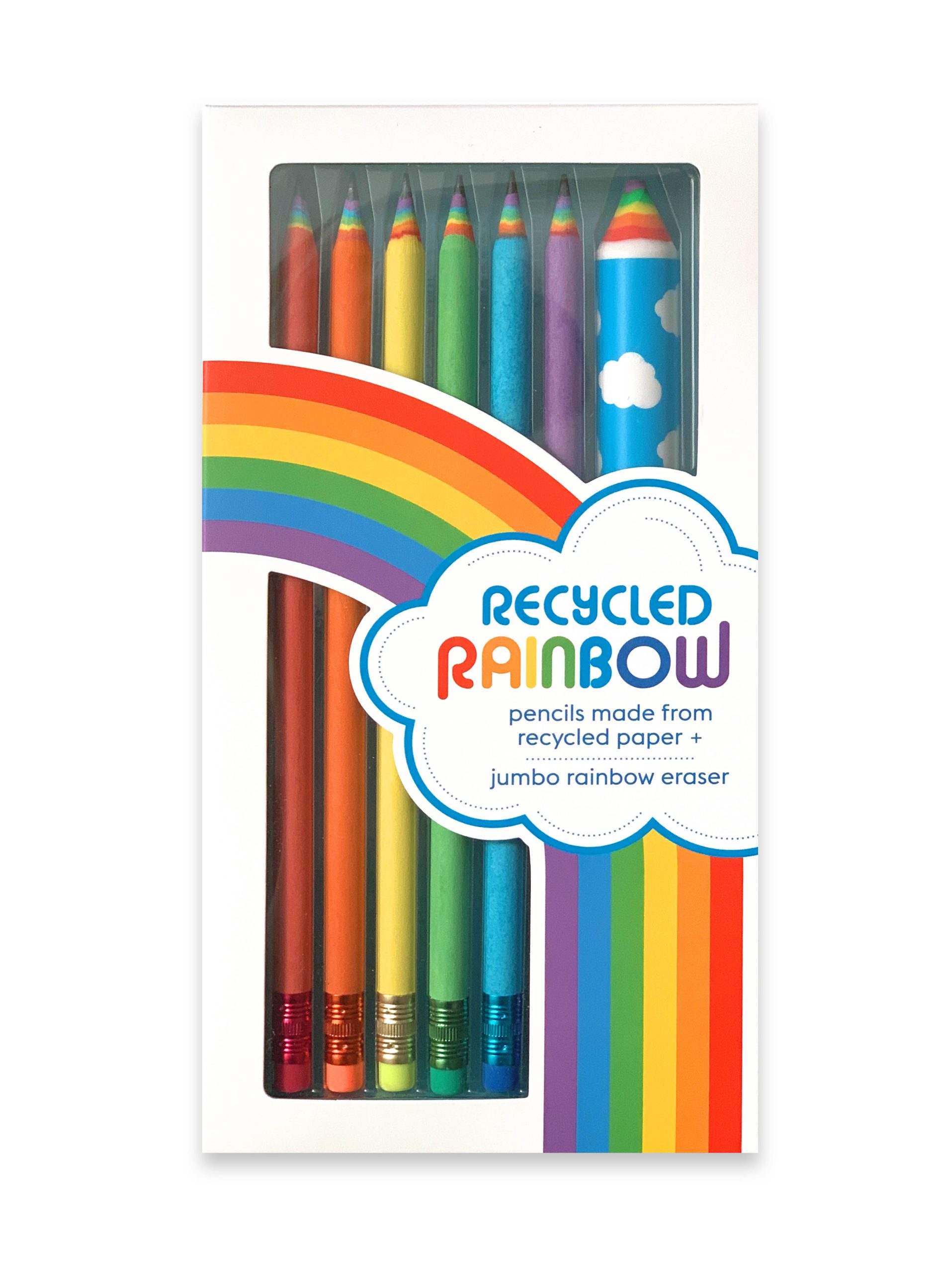 Recycled Rainbow Pencil with Eraser Set ⋆ Time Machine Hobby