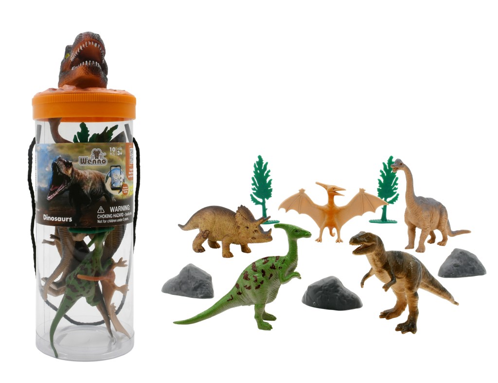 10pc Dinosaur Playset in Tube ⋆ Time Machine Hobby