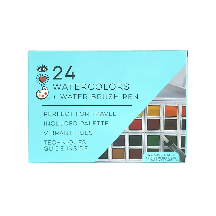 24 Watercolors + Water Brush Pens ⋆ Time Machine Hobby